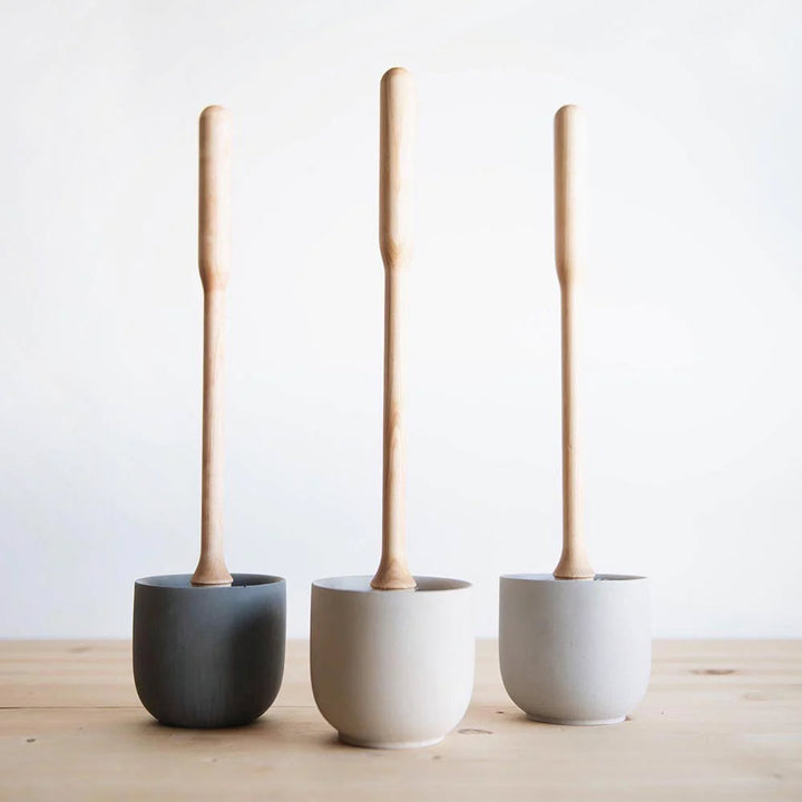 Wooden toilet brush holder store